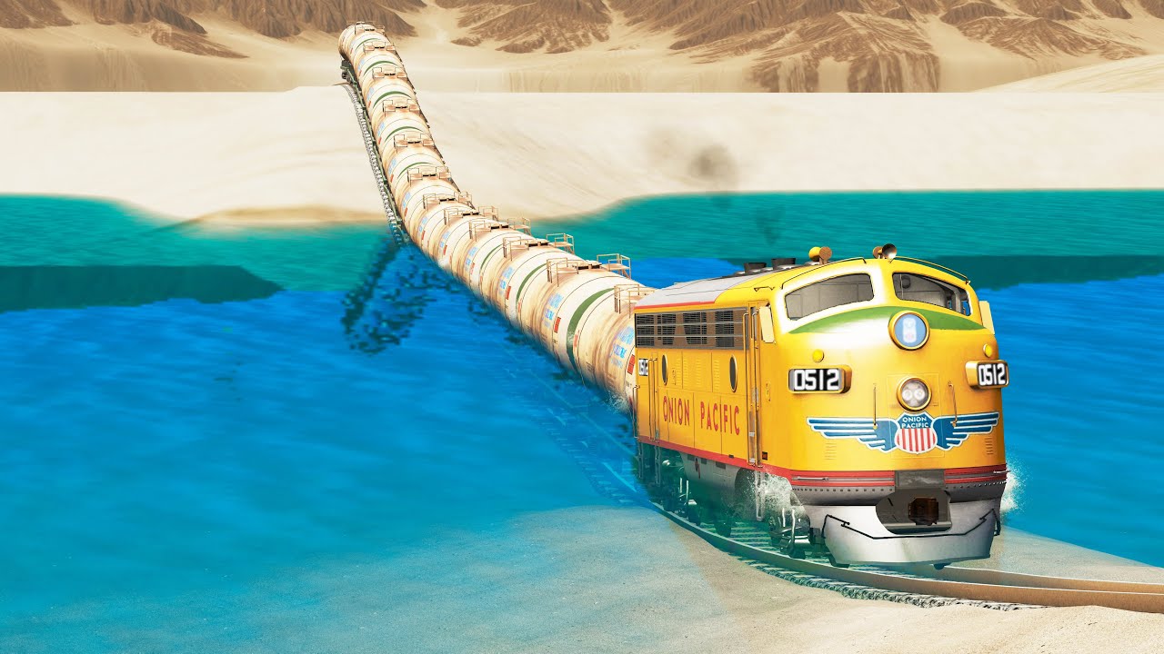 Trains vs Deep Water - Beamng Drive - YouTube