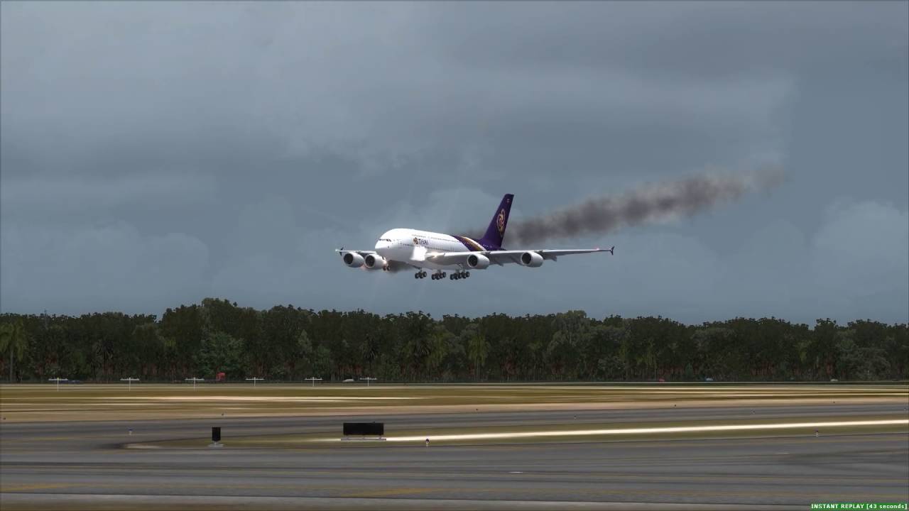 THAI A380 Engine Fire Emergency Landing Kuala Lumpur - YouTube