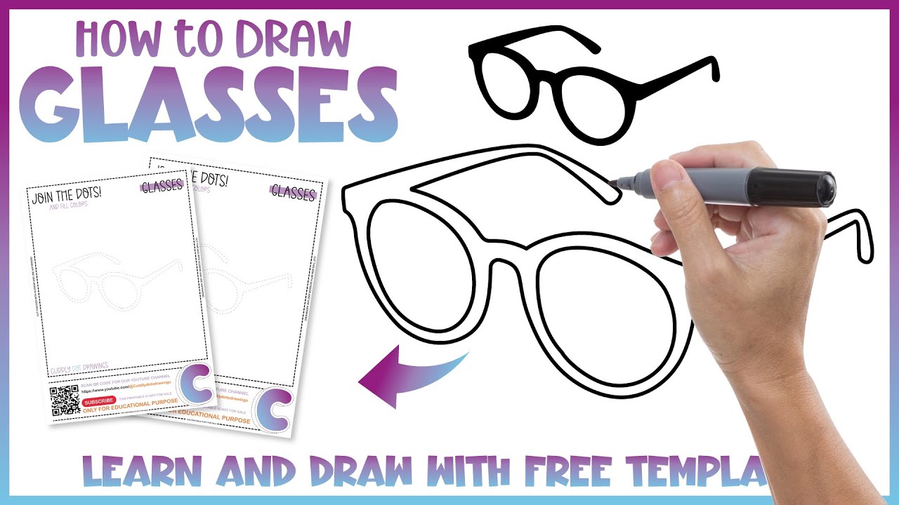 How to Draw Glasses - Eyeglasses Drawing Free Dot to Dot / Connect the ...