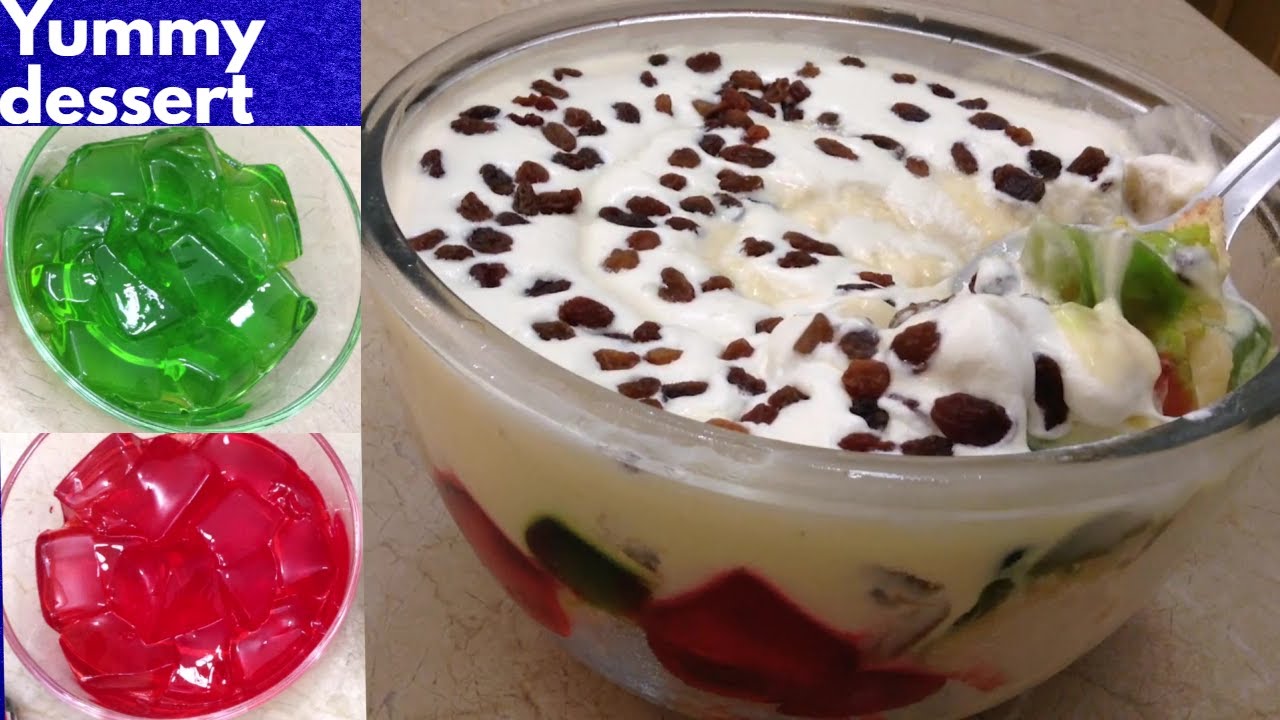 Easy Sweet Dish Dessert For Eid- Fruit Custard Trifle Recipe - YouTube