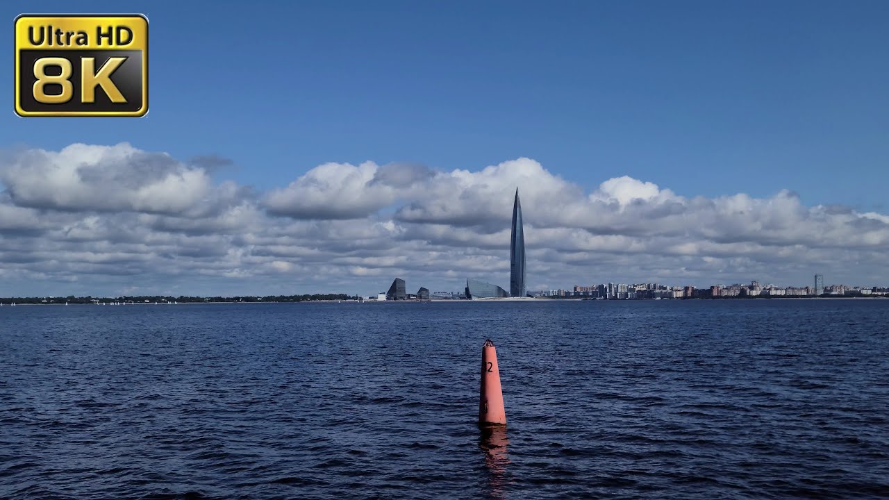 Traveling to Peterhof, the Neva Bay, St.Petersburg 10.08.21, 8K video ...