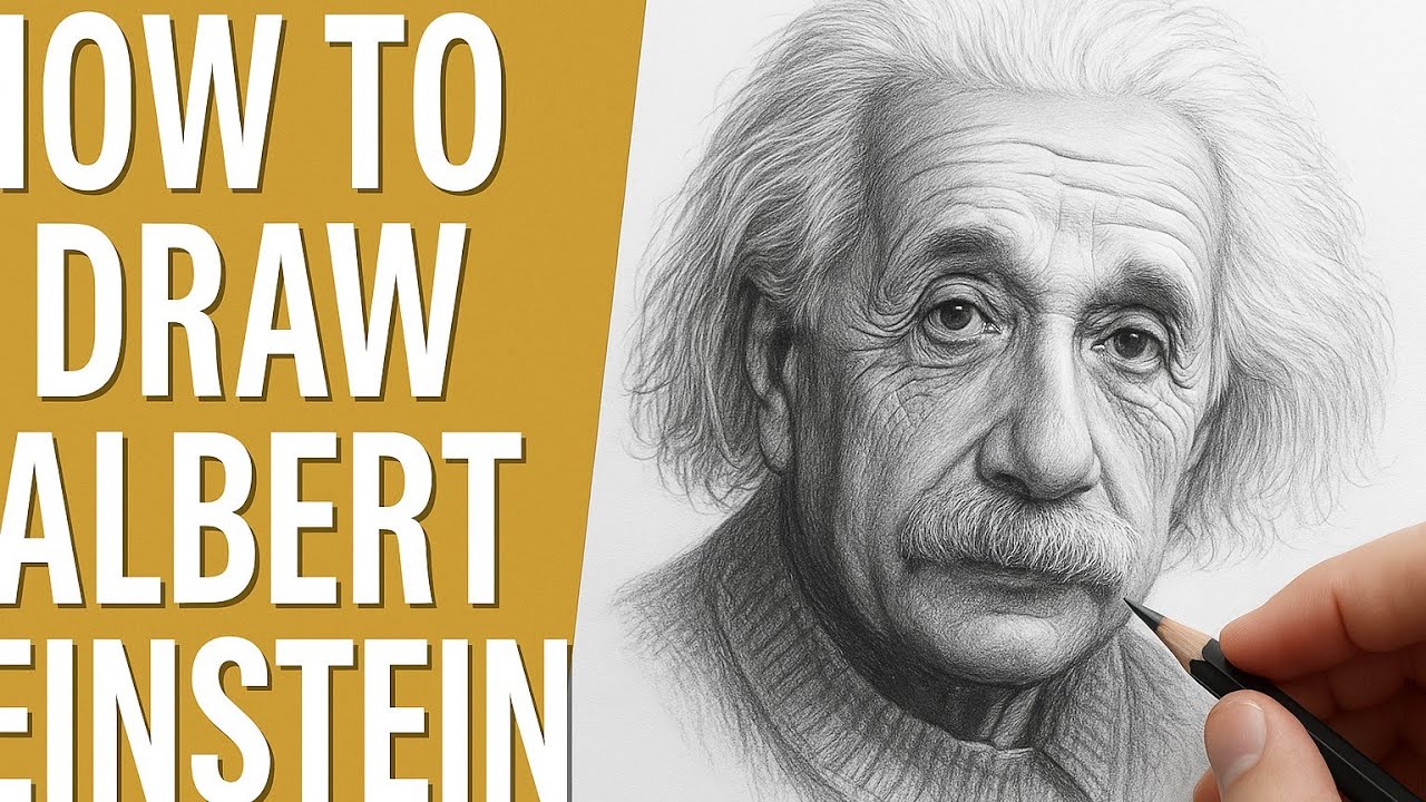 Realistic drawing of Albert Einstein // How to draw Albert Einstein ...