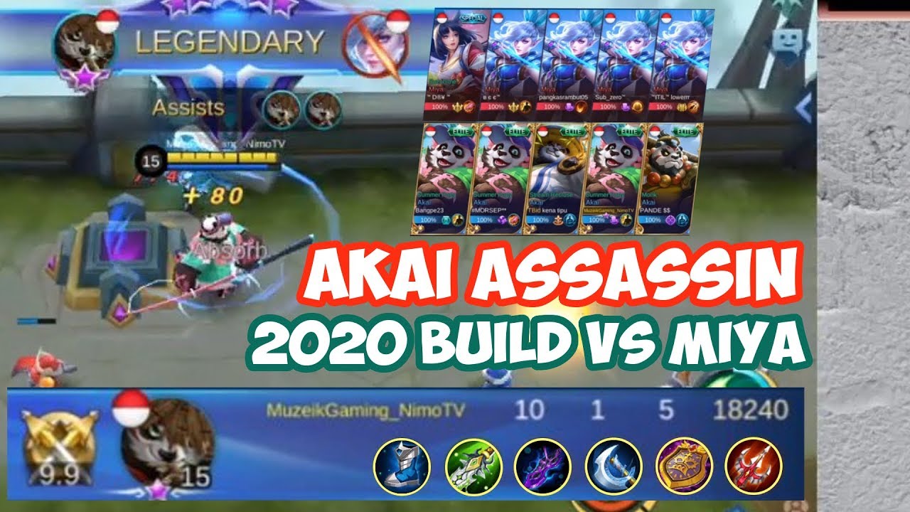 Akaisin, Akai Assassin 2020 Build vs Miya Mirror Mode - Mobile Legends ...