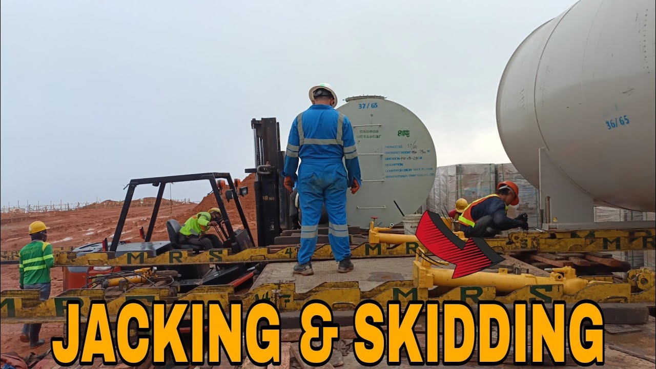 TWO TRANSPORMER OIL TANK (JACKING & SKIDDING) manually step by step ...