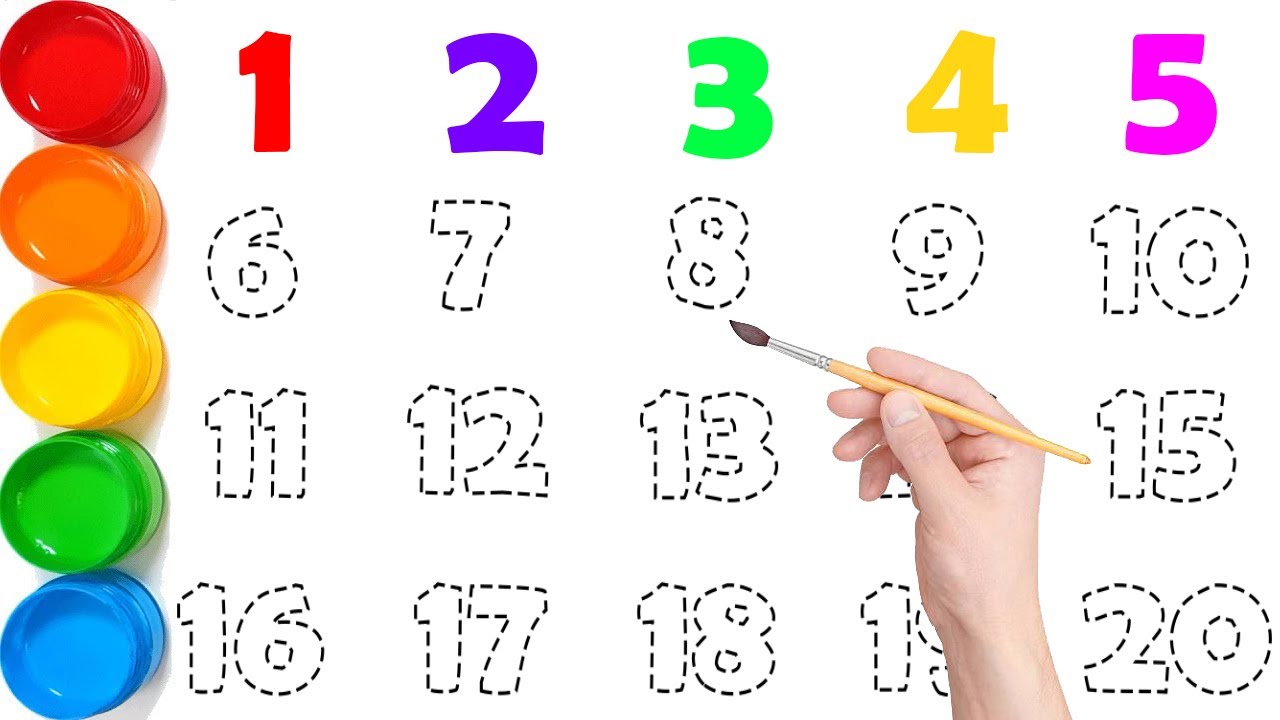 Let's Learn How to Draw & Paint numbers 1 to 20 || Easy drawing step by step for kids || 12345 ...