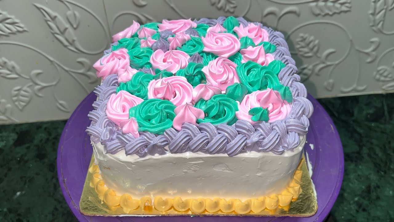 Square cake decorating idea very easy way | cakecorner53 - YouTube