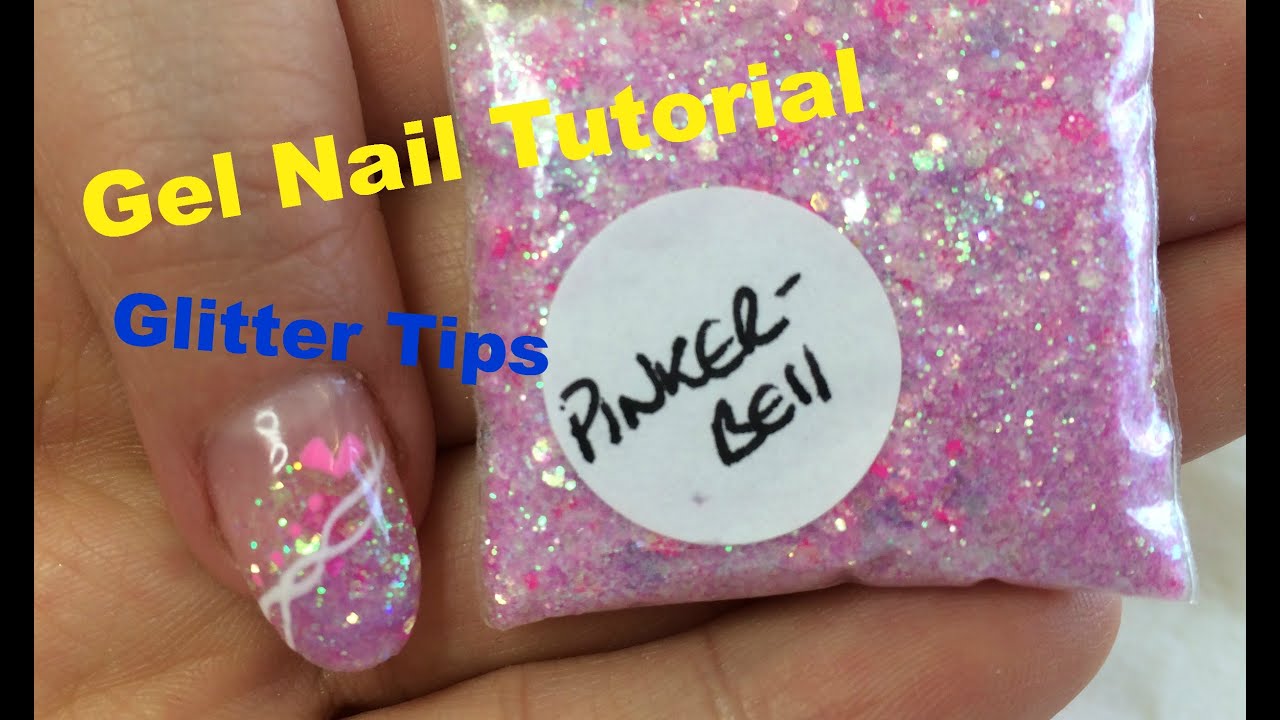 Beginner Gel Nail Tutorial~~Glitter Tips With Gel Pattern - YouTube