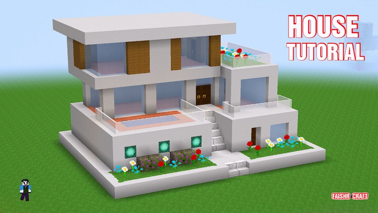 Minecraft large modern house build (Tutorial) - YouTube