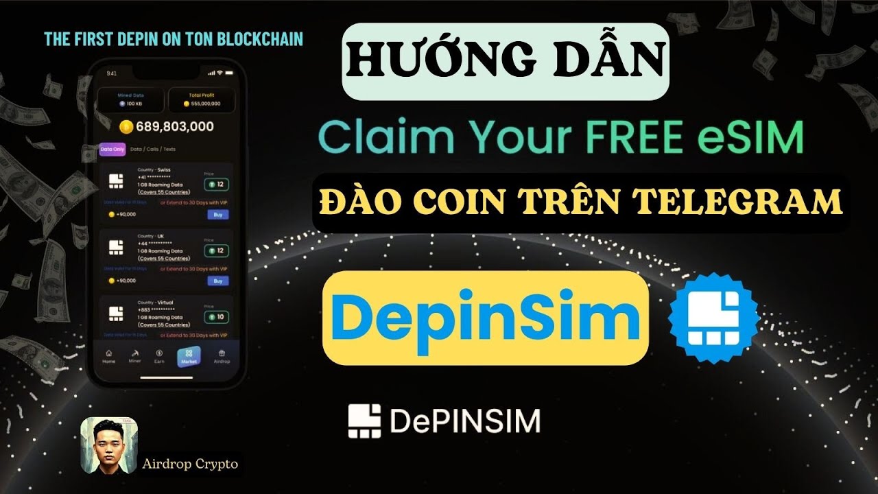 Hướng dẫn đào Depinsim trên telegram nhận Airdrop $eSIM Hệ Ton | Dev giàu kèo ngon - YouTube