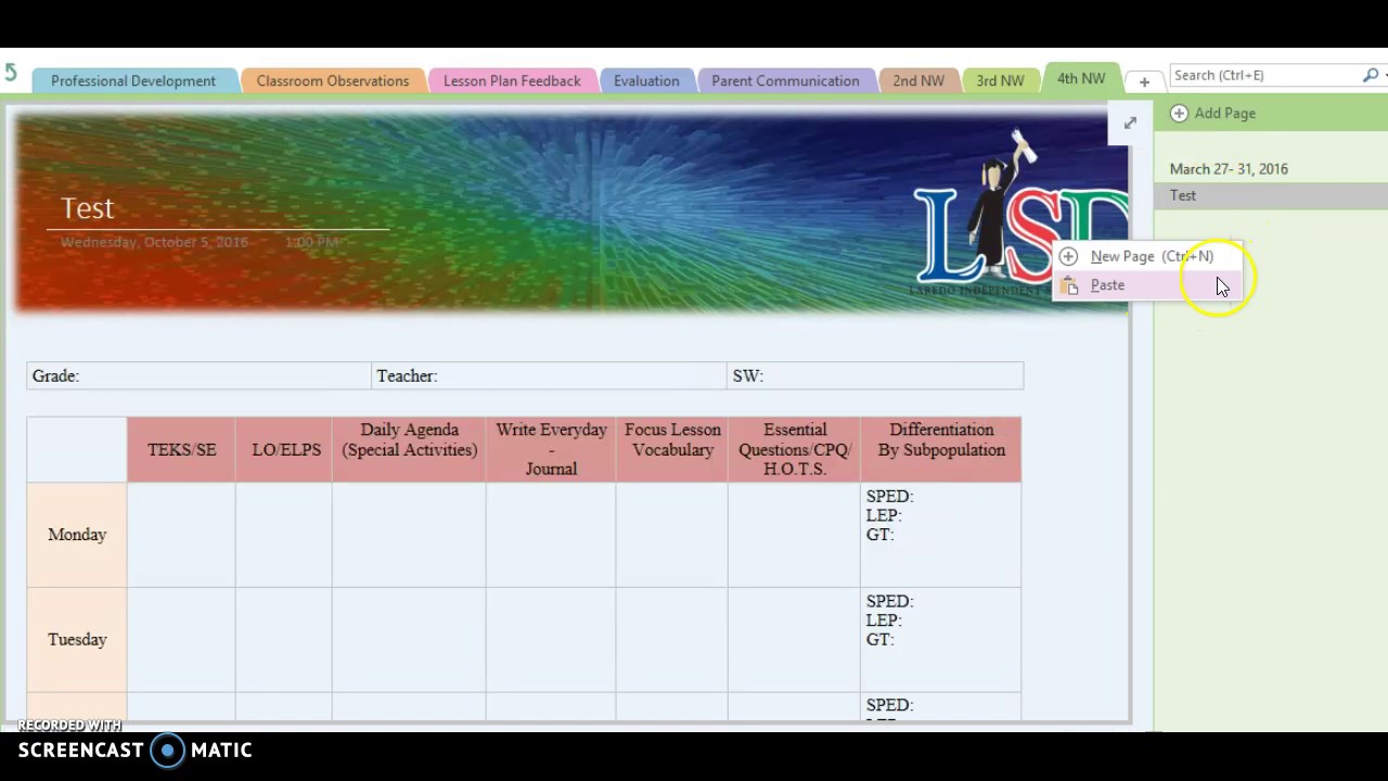 OneNote Lesson Planner Tutorial Part II - YouTube