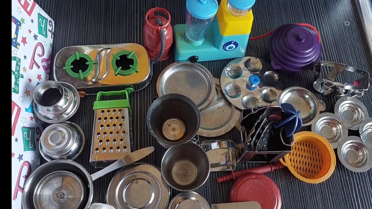 Unboxing Miniature Steel Full Kitchen Set Collection/ Cooking Utensils ...