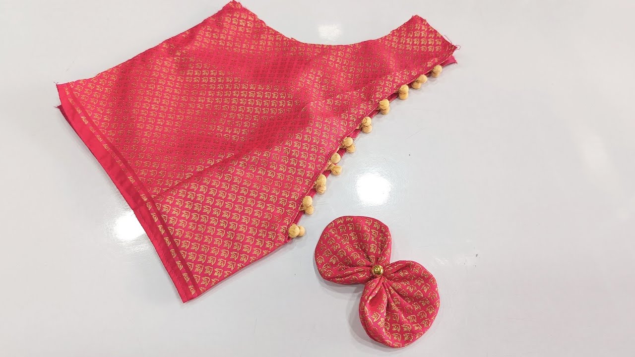 V Shape Back Nack Blouse Design with Potali Button and Bow Cutting and ...