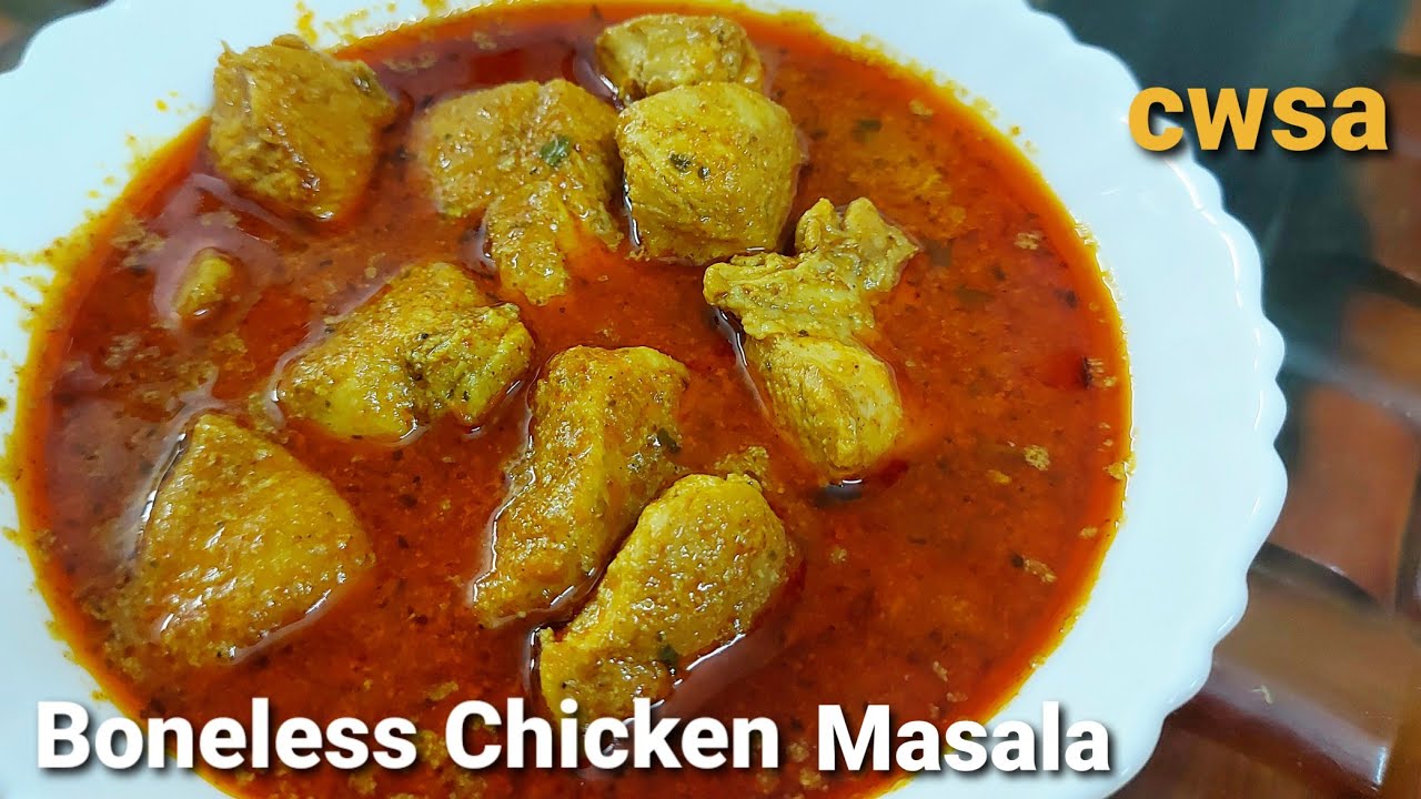 Boneless Chicken Masala recipe | Spicy chicken gravy recipe by Cook ...