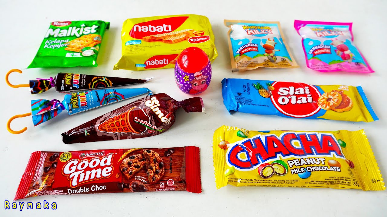 Some lots of candies, chacha nabati malkist Good Time Chocolate Candy ...