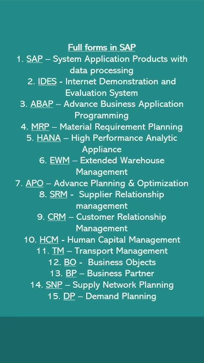 sap full forms | sap abbreviation | sap ewm implementation training | sap pp implementation ...