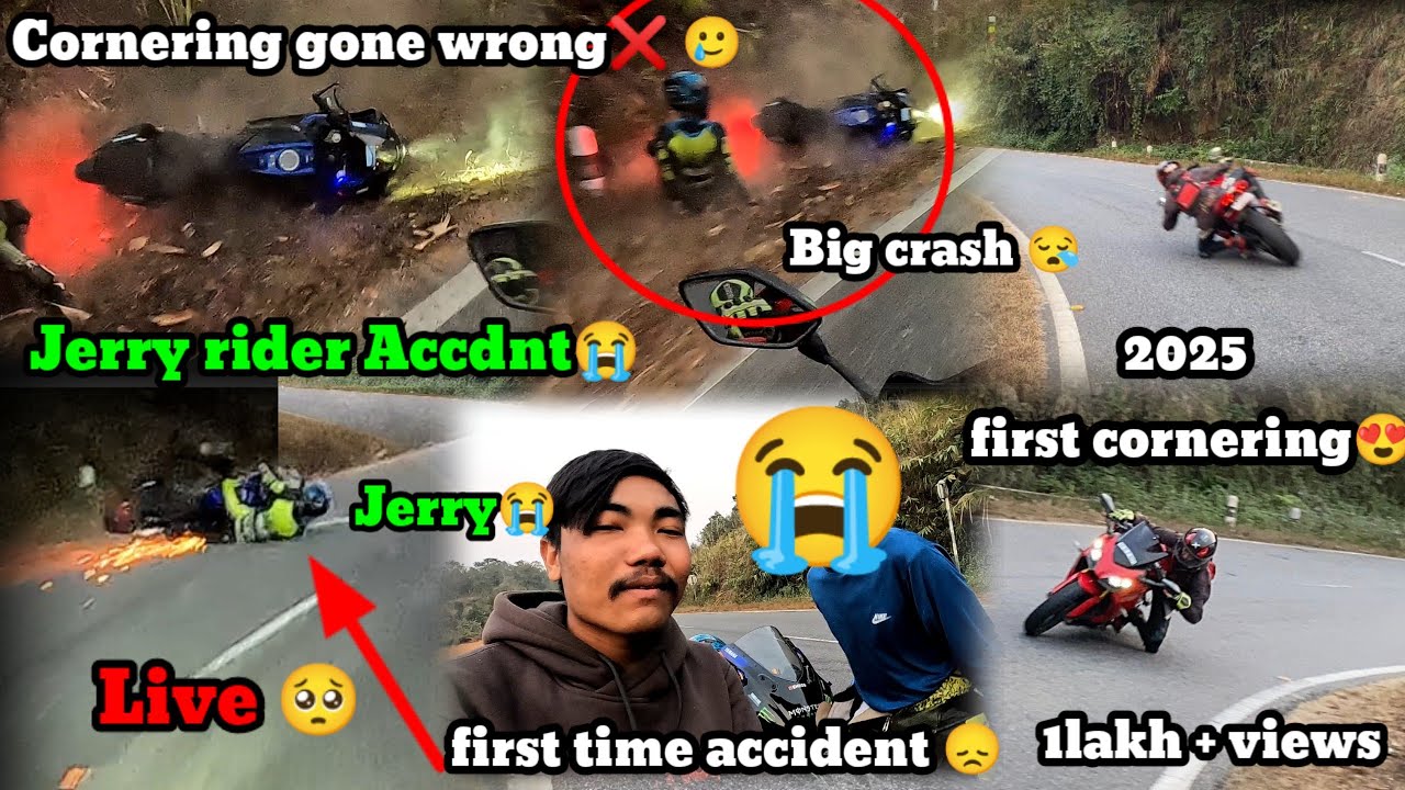 Jerry rider live crash😭|| First time cornering 2025😍 || R15M accidnt🥺 ...