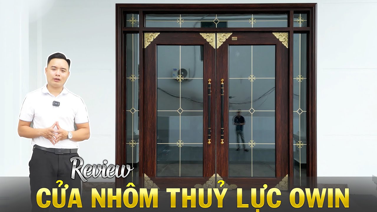 Mẫu cửa thuỷ lực nhôm OWIN màu vân GỖ TRẮC || nhôm owin | owin - YouTube