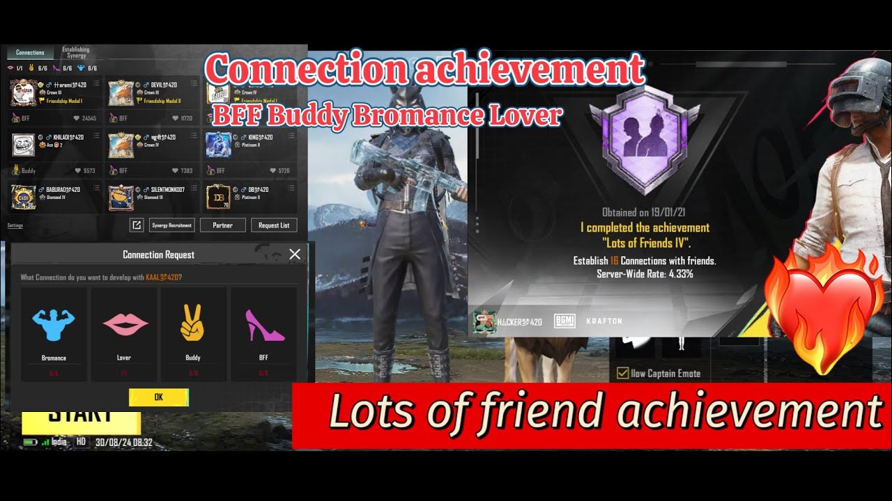 Trick for lots of friends achievement pubg bgmi | bff buddy bromance ...