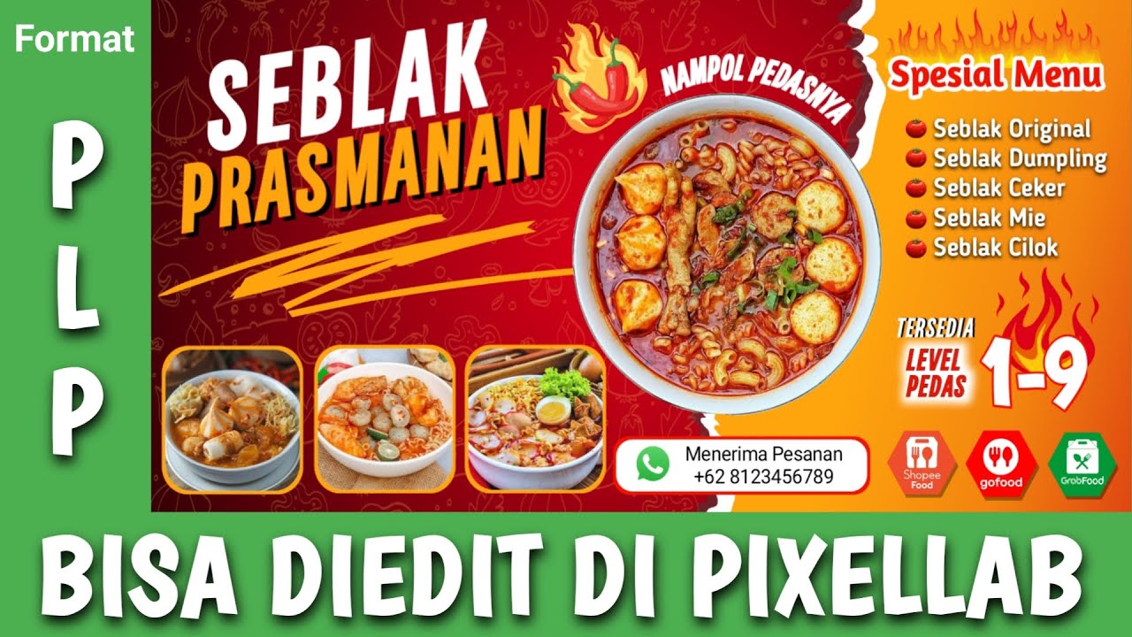 Bisa Diedit Desain / Design Banner Spanduk Seblak Prasmanan, cilok ...