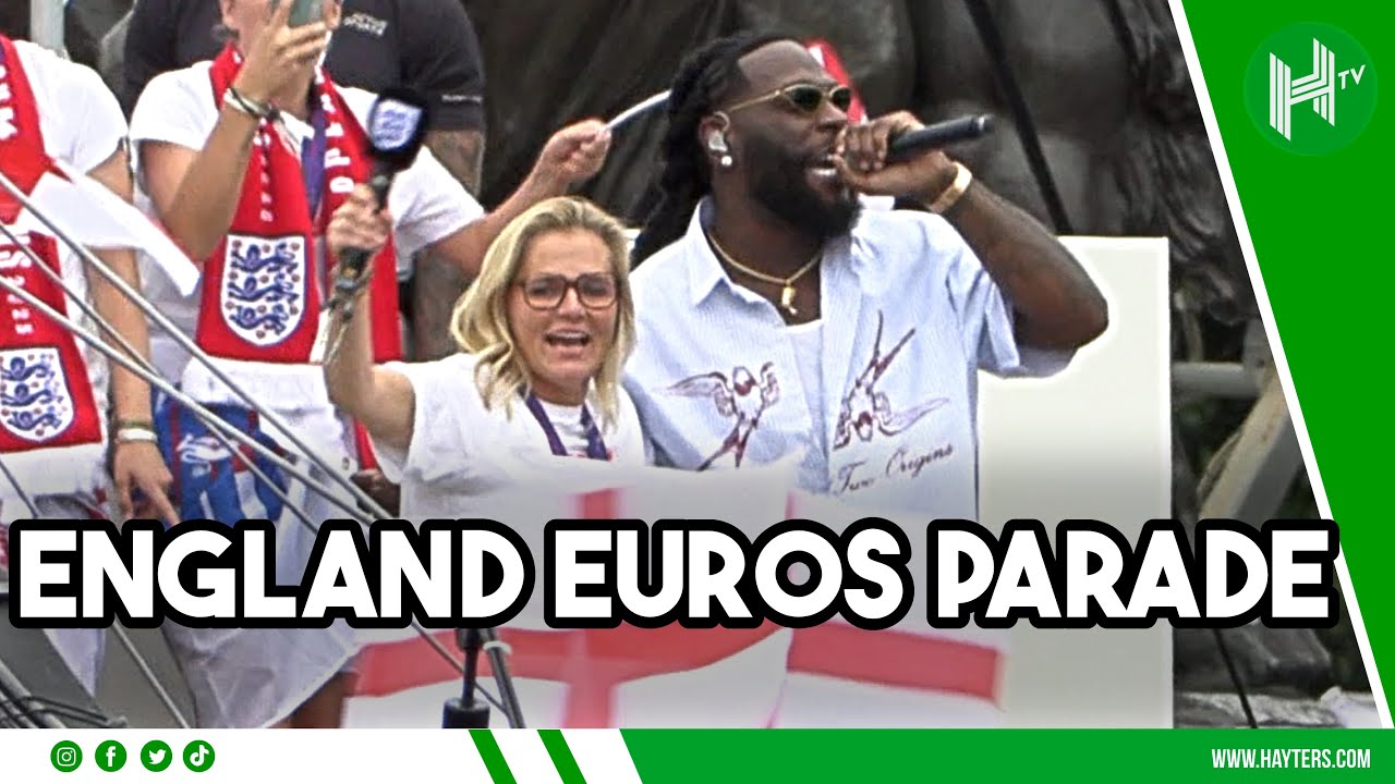 Sarina Wiegman SINGS WITH Burna Boy at Lionesses Euros parade! - YouTube
