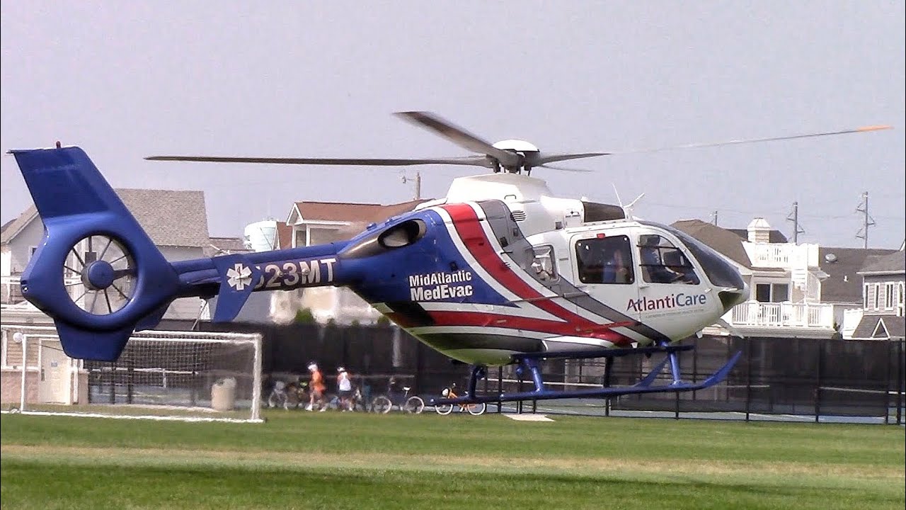MidAtlantic Medevac 4 Landing And Taking Off In Stone Harbor Nj 6-5-19 ...
