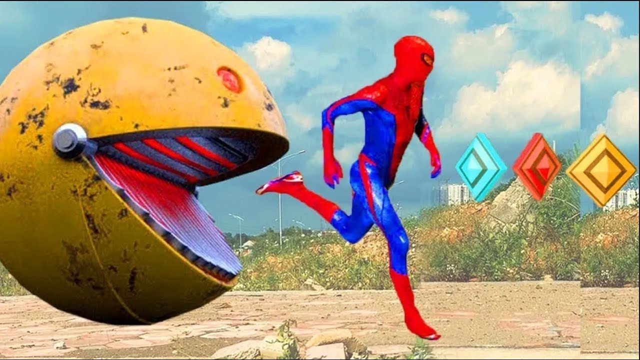 Robot pacman vs cartoon cat vs Ms pacman vs scary pacman vs Spider-Man ...