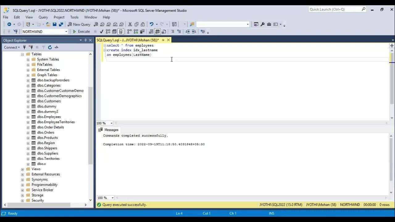 Sql Create Index Statement Youtube