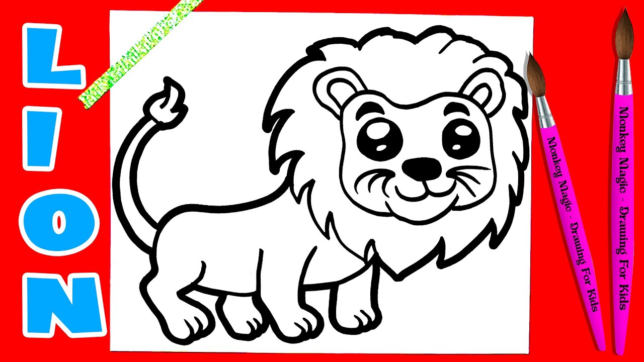 Lion Drawing, Painting and Coloring for Kids & Toddlers | Drawing ...