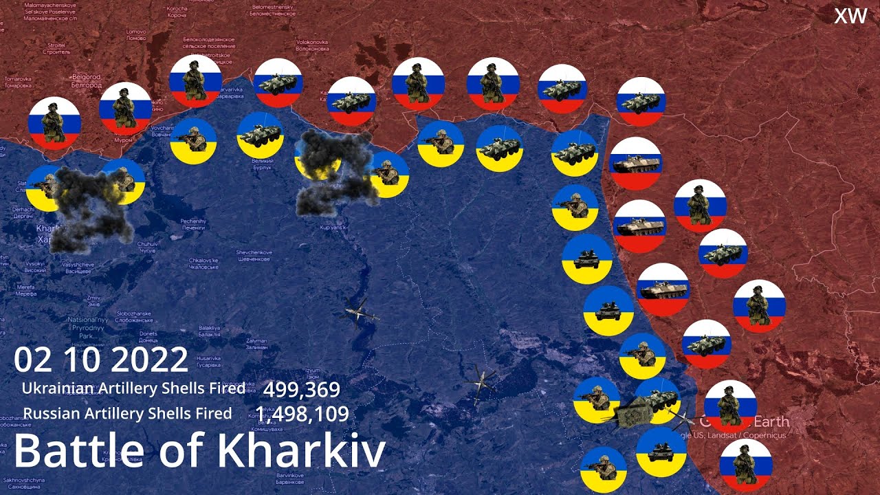 Battle of Kharkiv Animated Map [Feb 2022 to October 2022] - YouTube