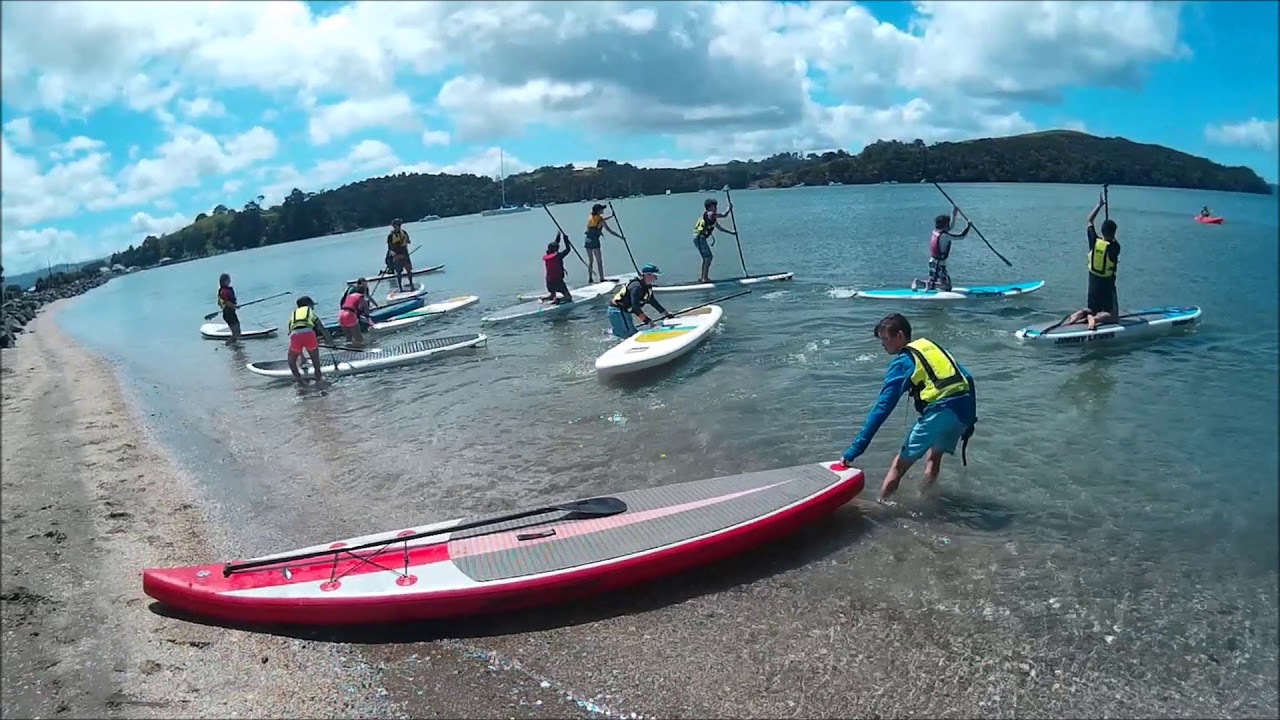 Wainui School Camp 2017 SUP & Kayak - YouTube
