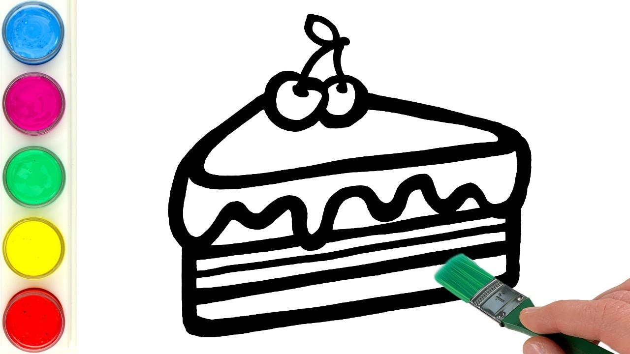 Chocolate Cake Drawing, Painting, Coloring Meal for Kids, Toddlers ...