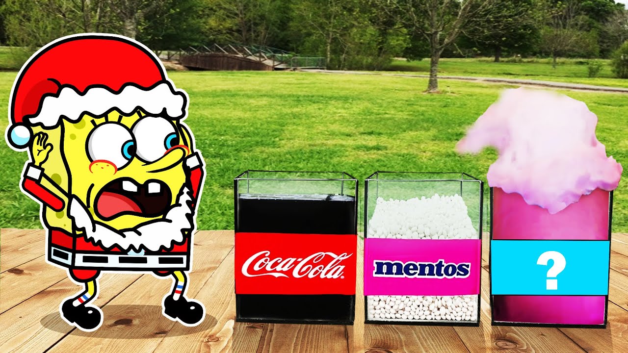 Experiment Coca Cola vs Mentos & Fanta, Pepsi, Sprite - Spongebob Real Life | Woa Doodles - YouTube