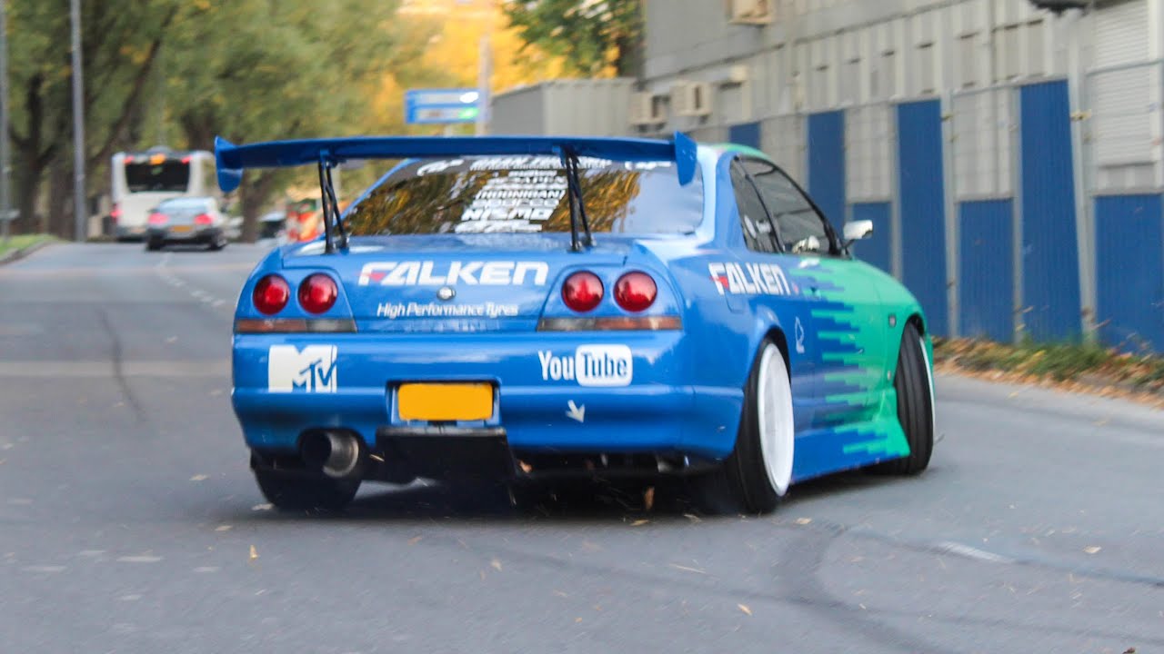 Best of Nissan R33 Sound Compilation | Slides, Burnouts, Bangs & Flames ...