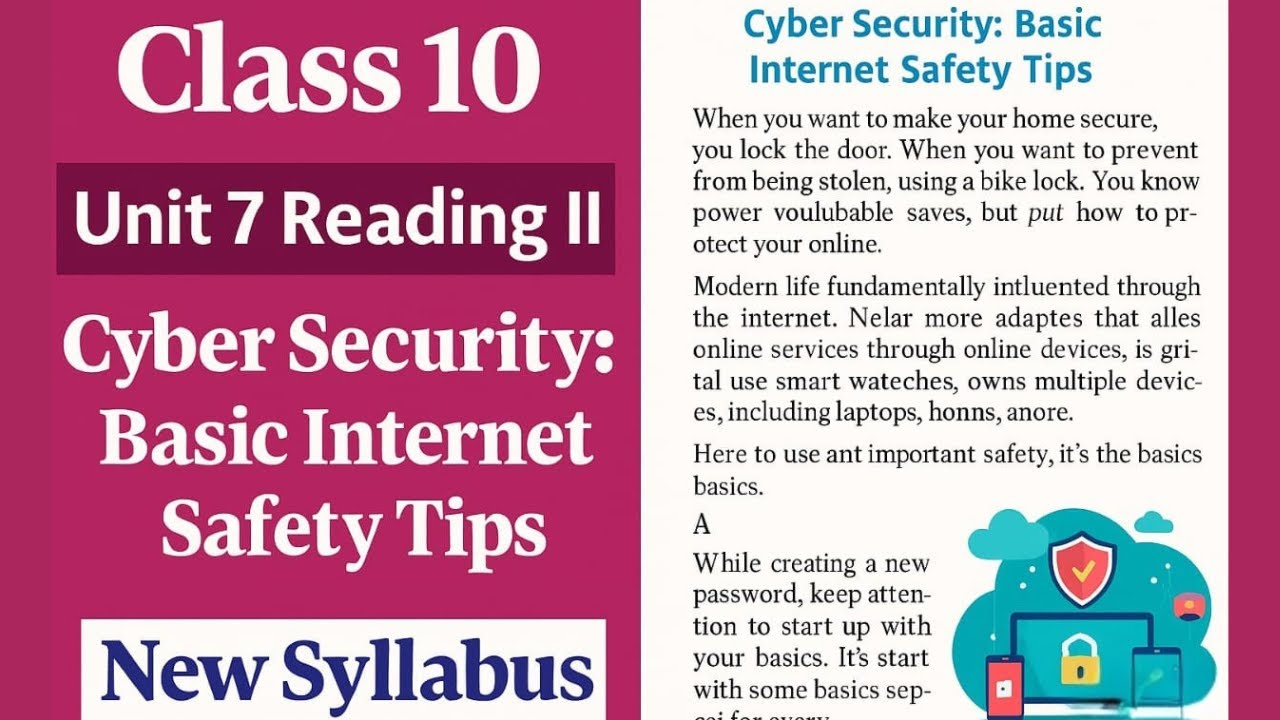 Class 10 English Unit 7 Reading II Cyber security: Basic Internet ...