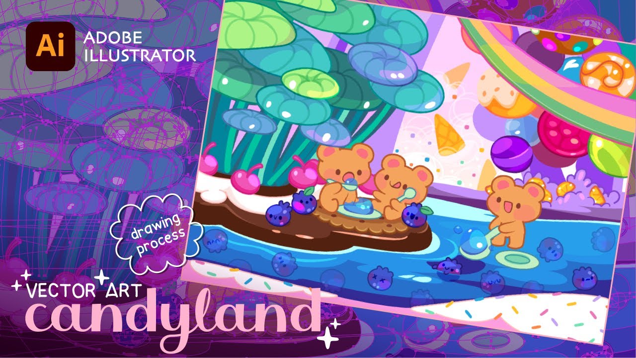 Drawing Candy Land Bear | Vector Art in Adobe Illustrator - YouTube