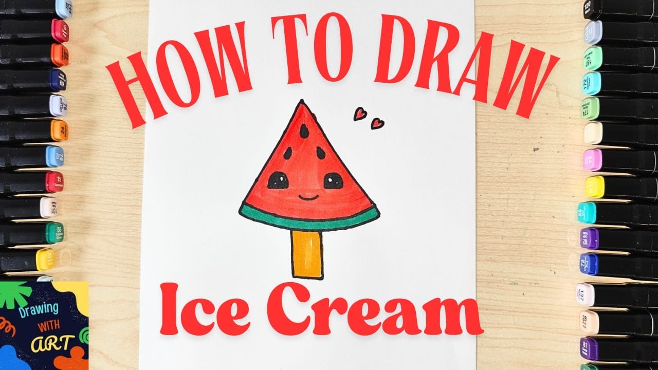How To Draw Watermelon Ice Cream For Kids | Drawing with aRT - YouTube