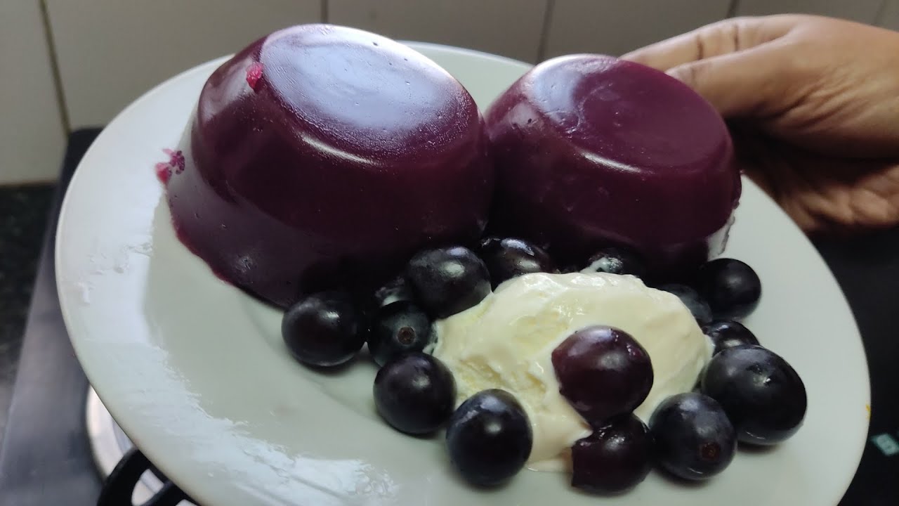 No Gelatin, Agar Agar Black Grapes Pudding - YouTube