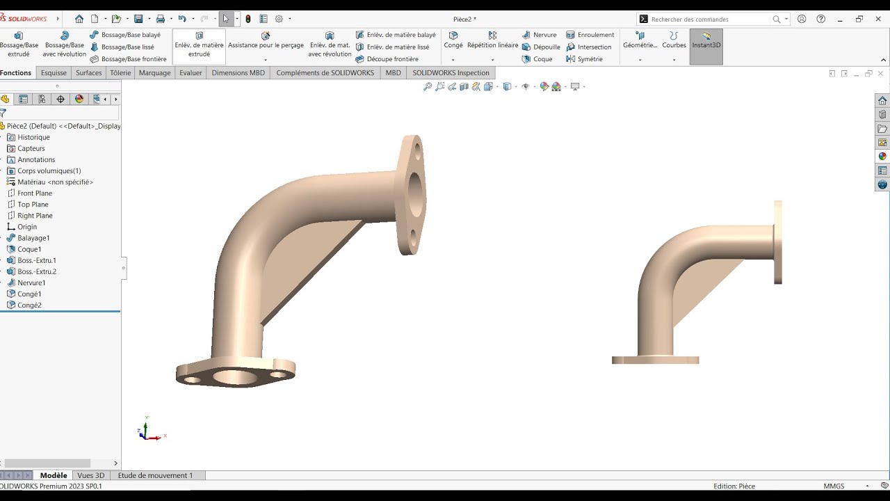 tutorial flanged pipe with rib, tutorial en francais solidworks - YouTube