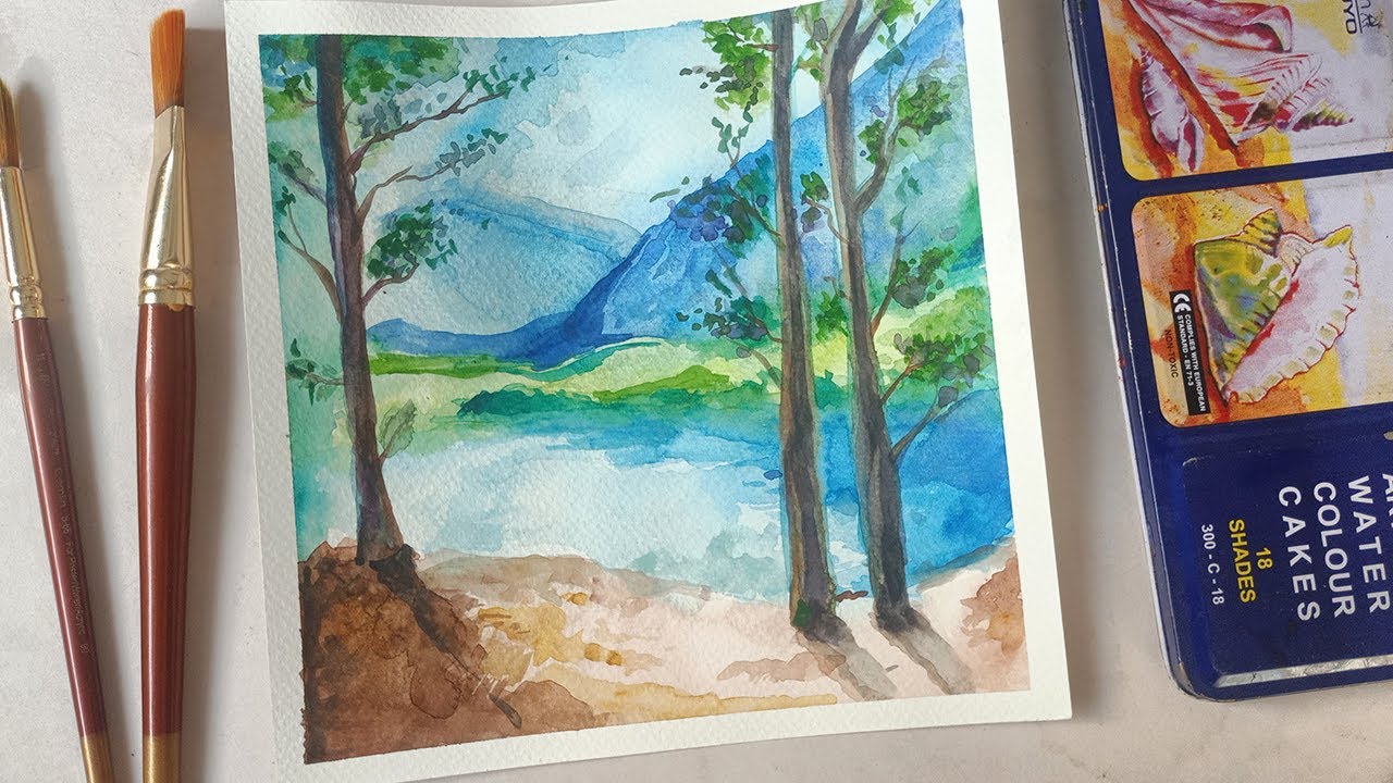 Watercolour Landscape Tutorial for Beginners | Mountain Landscape ...