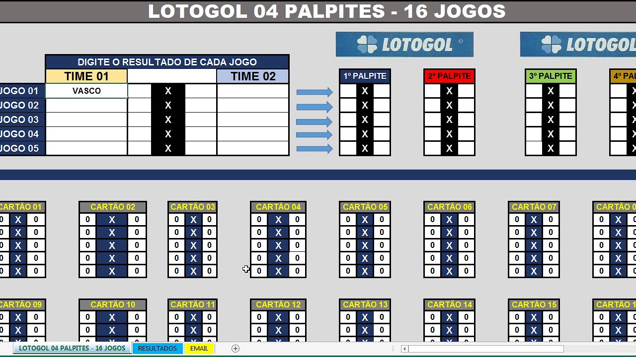 LOTOGOL 04 PLACARES 16 JOGOS COM CONFERIDOR - YouTube