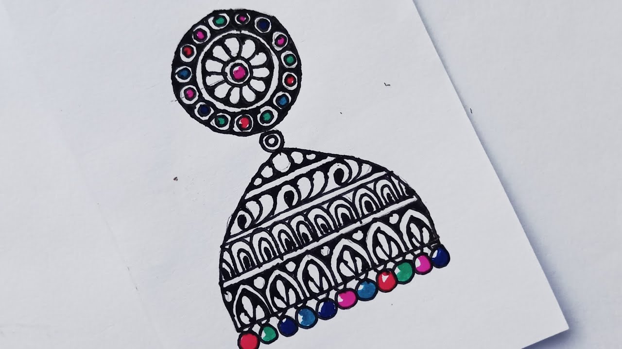 How To Make Earrings Drawing | Earrings Drawing Design | Earrings ...
