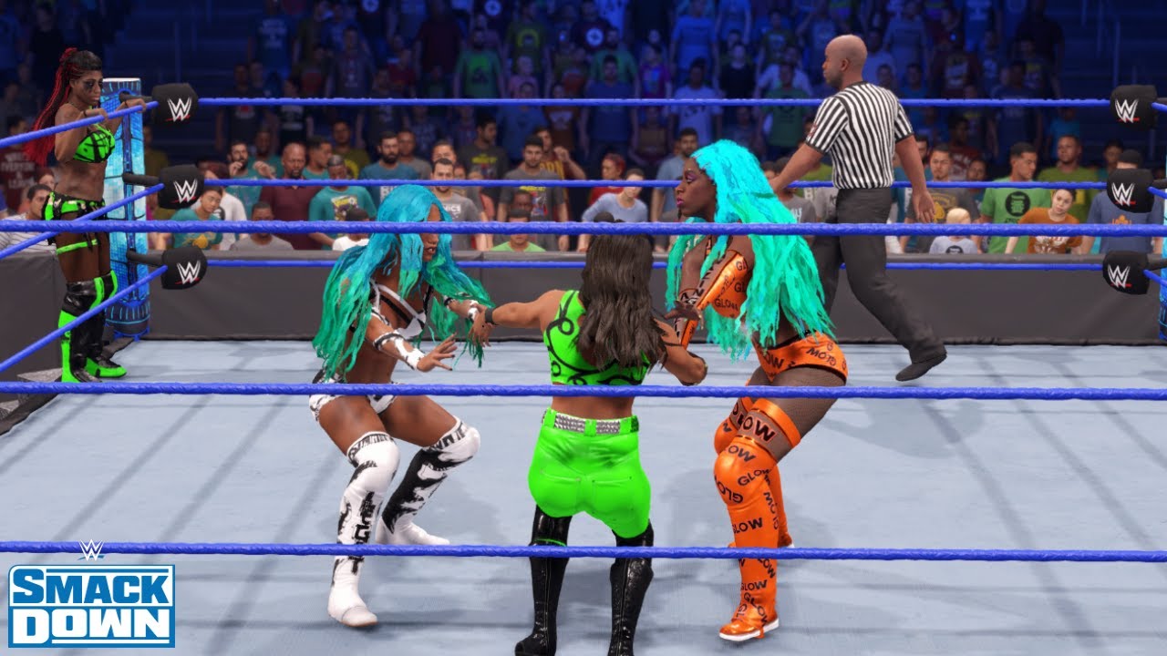 WWE 2K22 SMACKDOWN TEAM NINJA VS BOSS & GLOW TIME WOMEN'S TAG ...