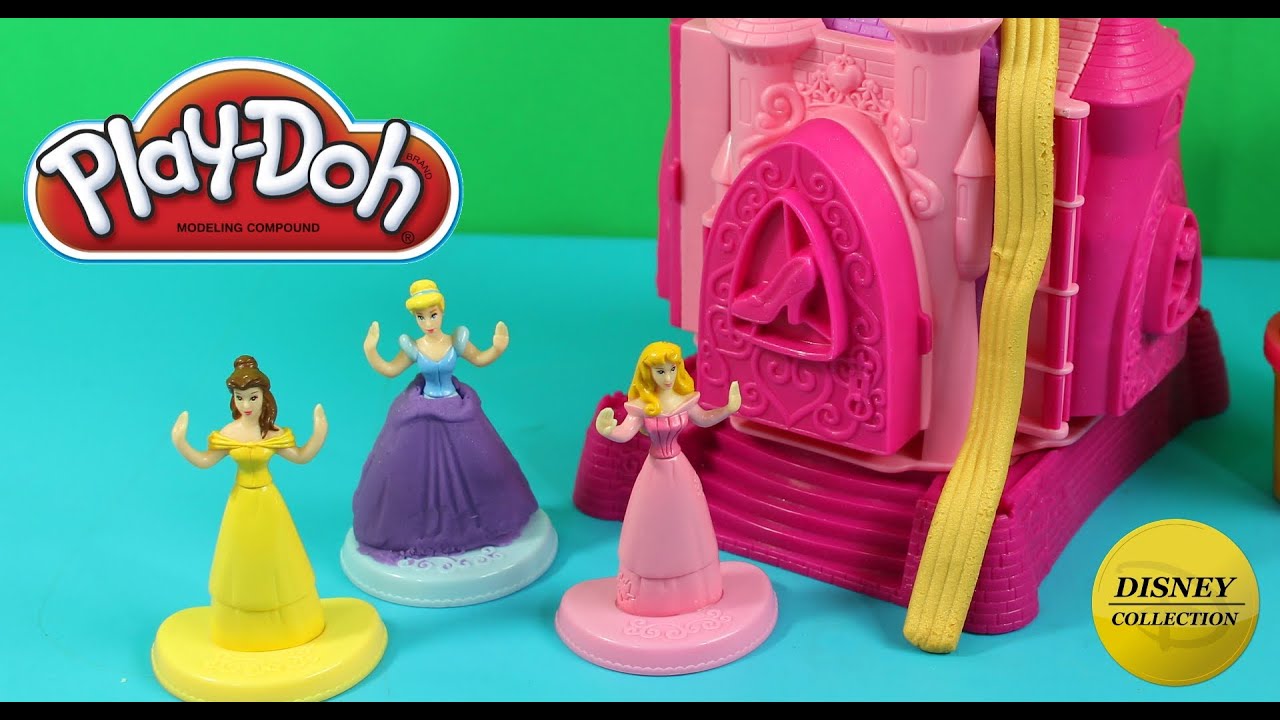DISNEY PLAY DOH PRETTIEST PRINCESS CASTLE!!! play set Belle Cinderella ...