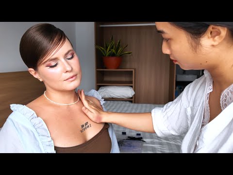 ASMR I Got Makeup & Hairstyling for a Day Out with My Friends by a PRO Stylist (Very Close-Up)
