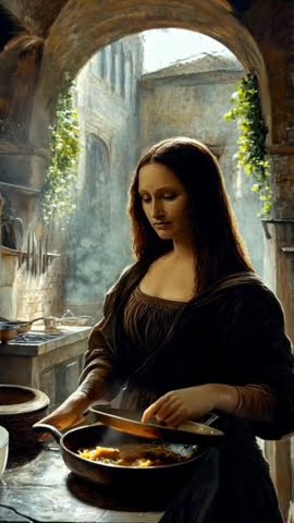 Mona Lisa cooking pasta - YouTube