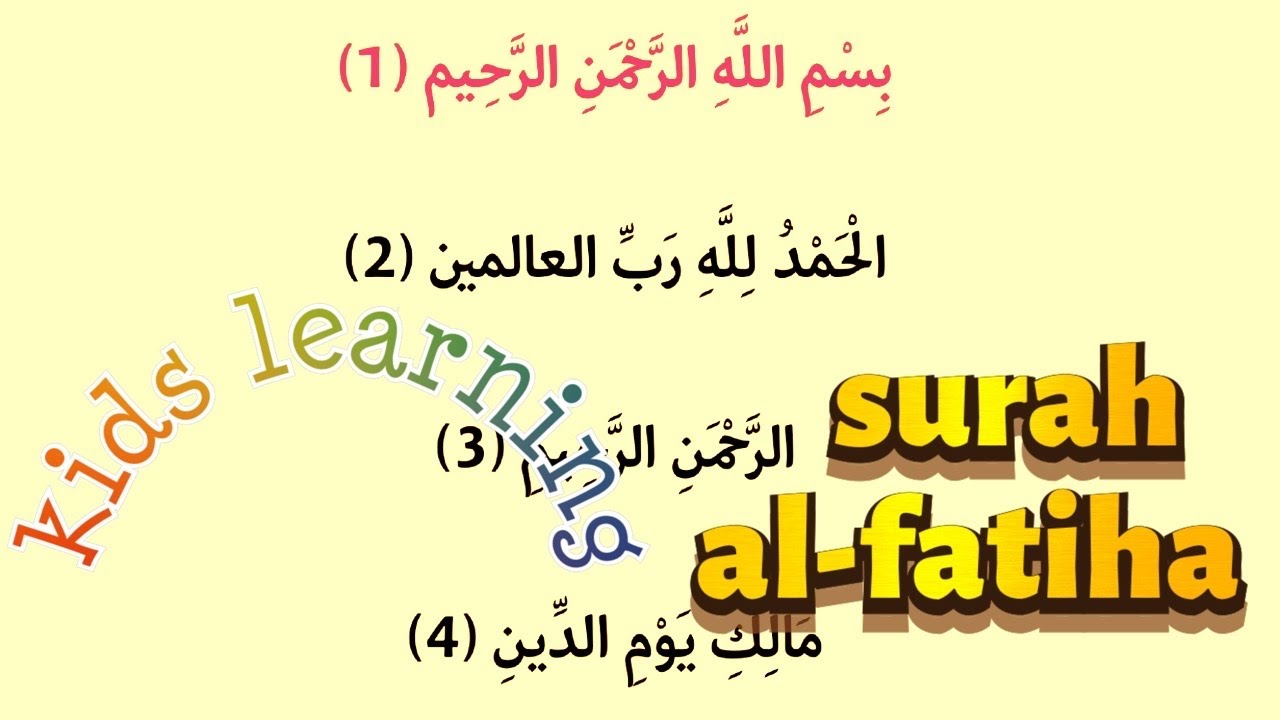 Quran 1 Surah Al Fatiha The Opener Full Arabic Text