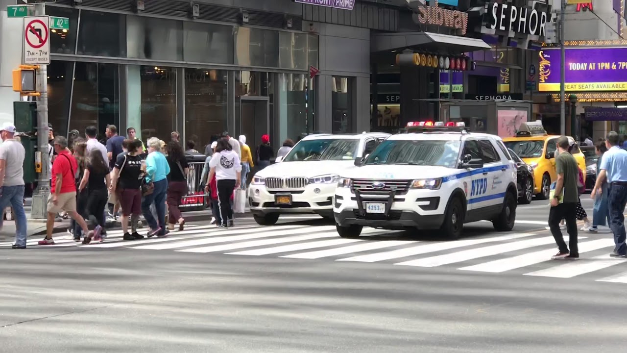 NYPD POLICE INTERCEPTOR UTILITY RESPONDING ON WEST 42ND STREET IN TIMES ...