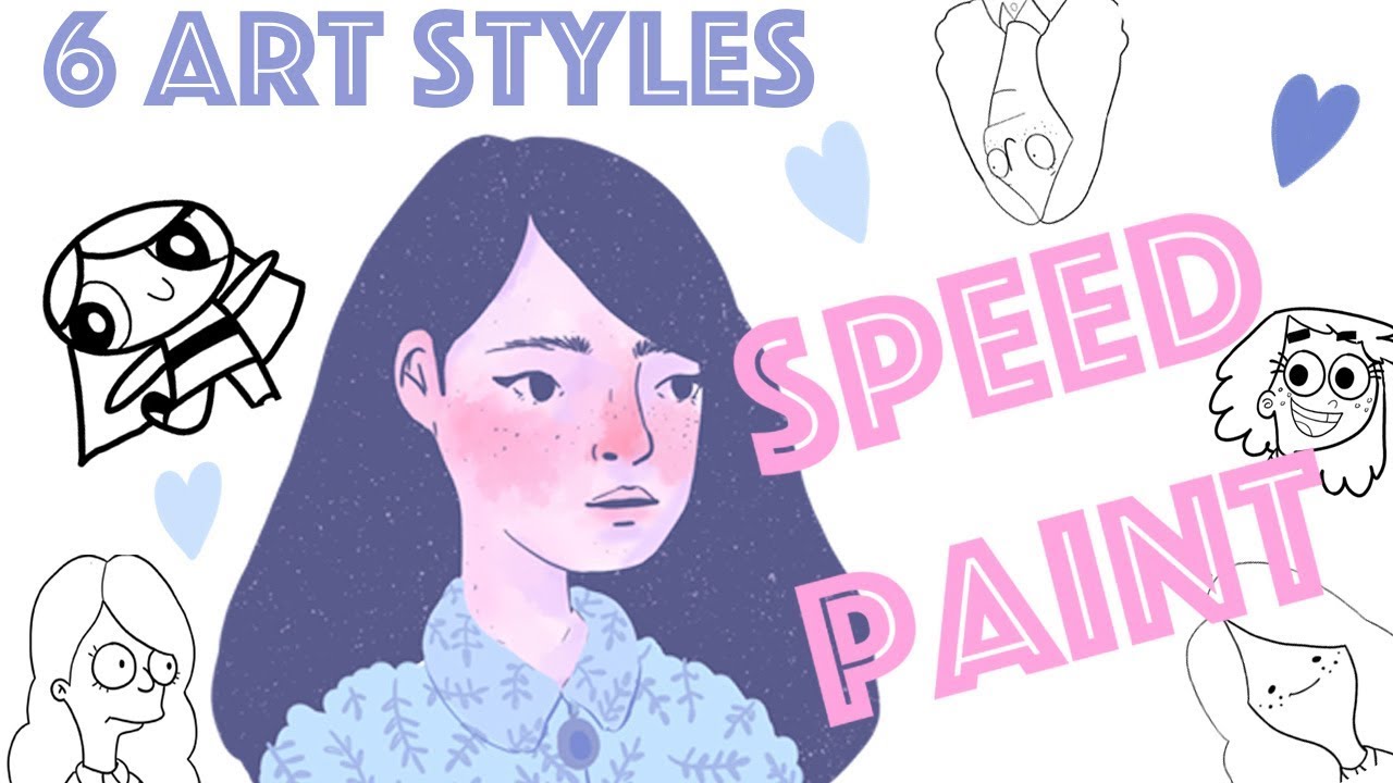 6 Art Styles Challenge -- Style Swap Speedpaint [Photoshop CC] - YouTube