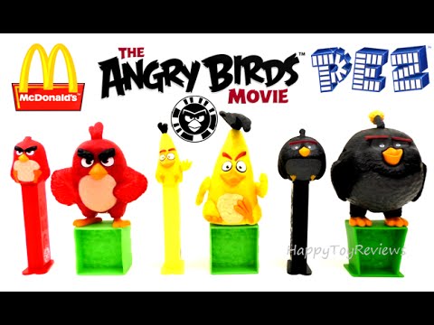 2016 McDONALD'S THE ANGRY BIRDS MOVIE HAPPY MEAL TOYS VS 3 PEZ CANDY ...