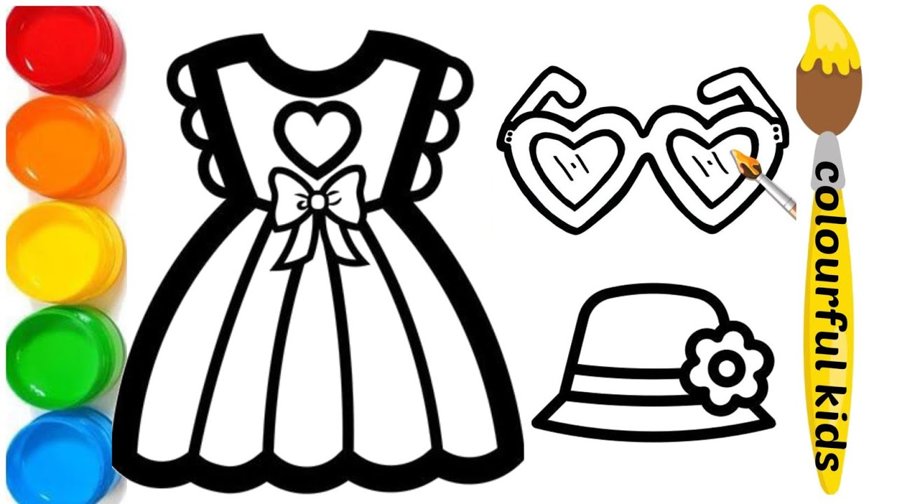 How to draw Cute Dress Set |Cute dress Drawing, painting, and coloring ...